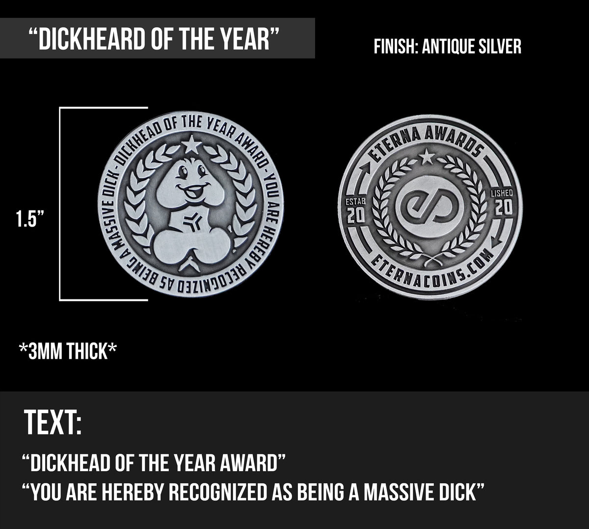 Dickhead of the Year Award Challenge Coin – scylo